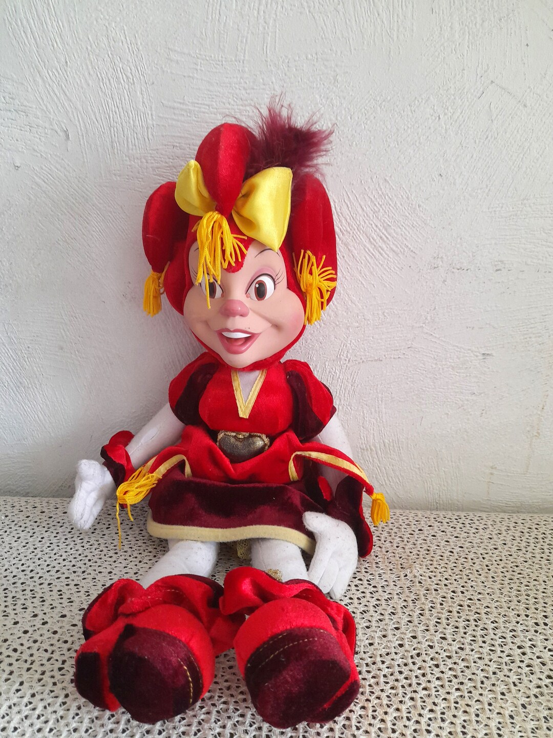 Efteling,pardoes, Harlequin Doll, Vintage Clown, Harlequin, Rubber Face ...