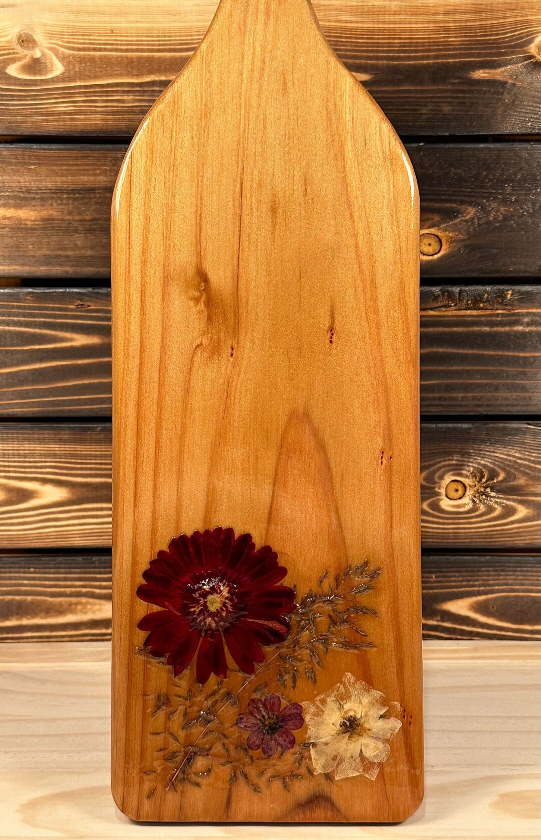 48 Redwood Canoe Paddle Decorated With Pressed Dried Flowers - Etsy