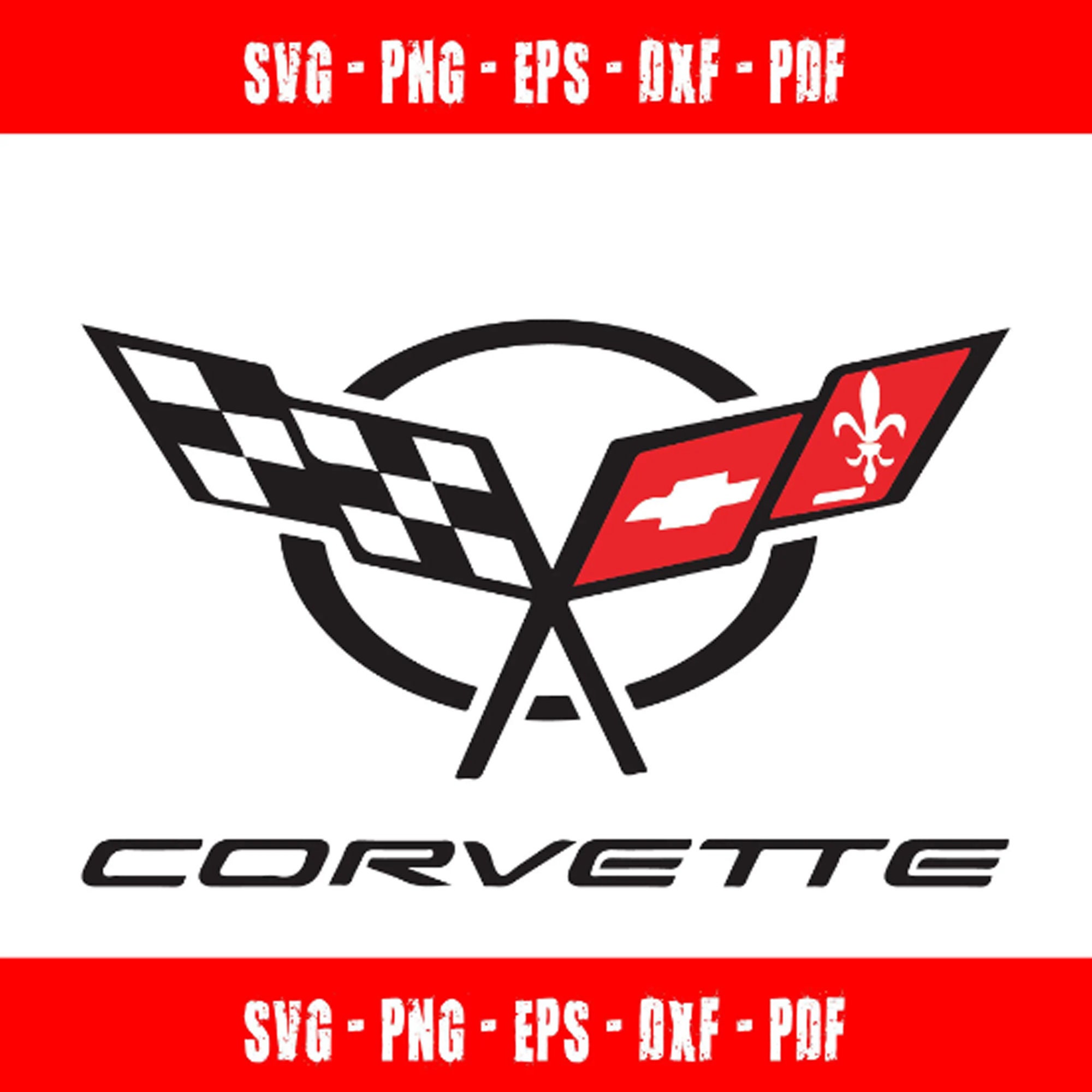 Corvette Color Car Logo, Png, Pdf, Eps, Dxf, Svg, Cricut Cut File ...