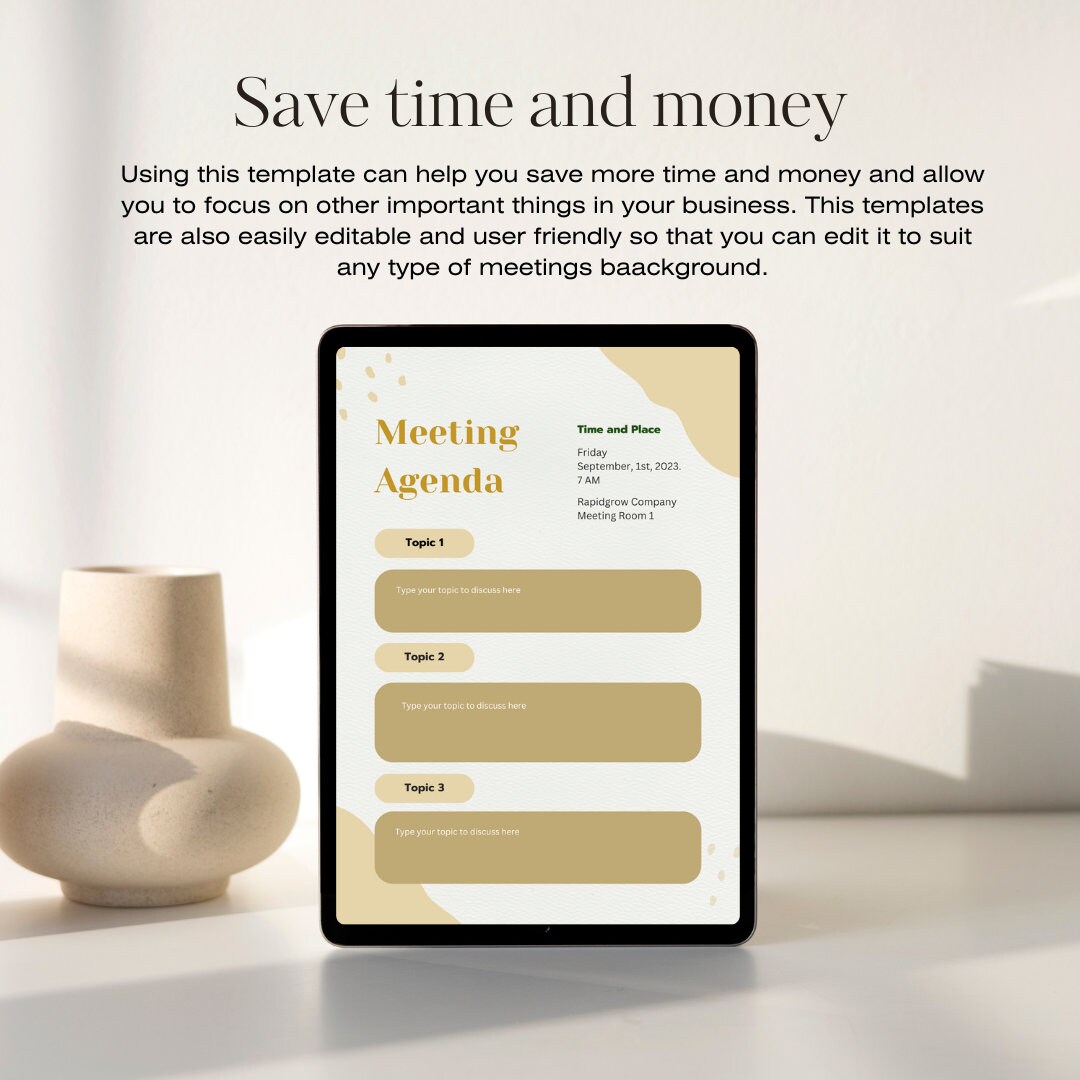 Minimalistic, Pastel, Simple Meeting Agenda Template, Minute Meeting ...