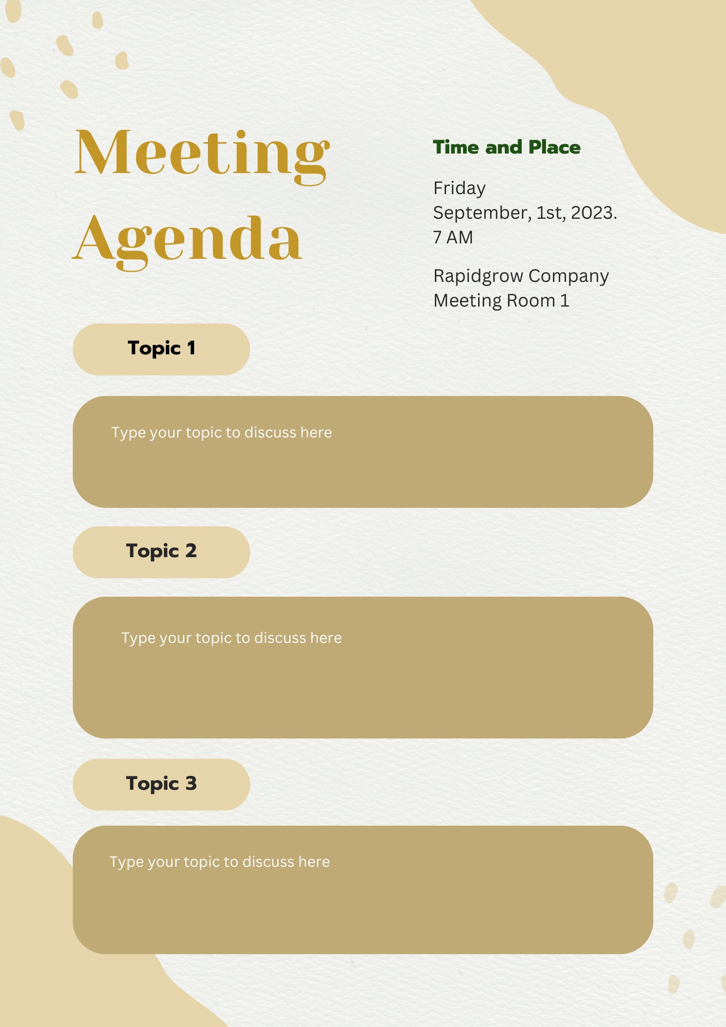 Minimalistic, Pastel, Simple Meeting Agenda Template, Minute Meeting ...