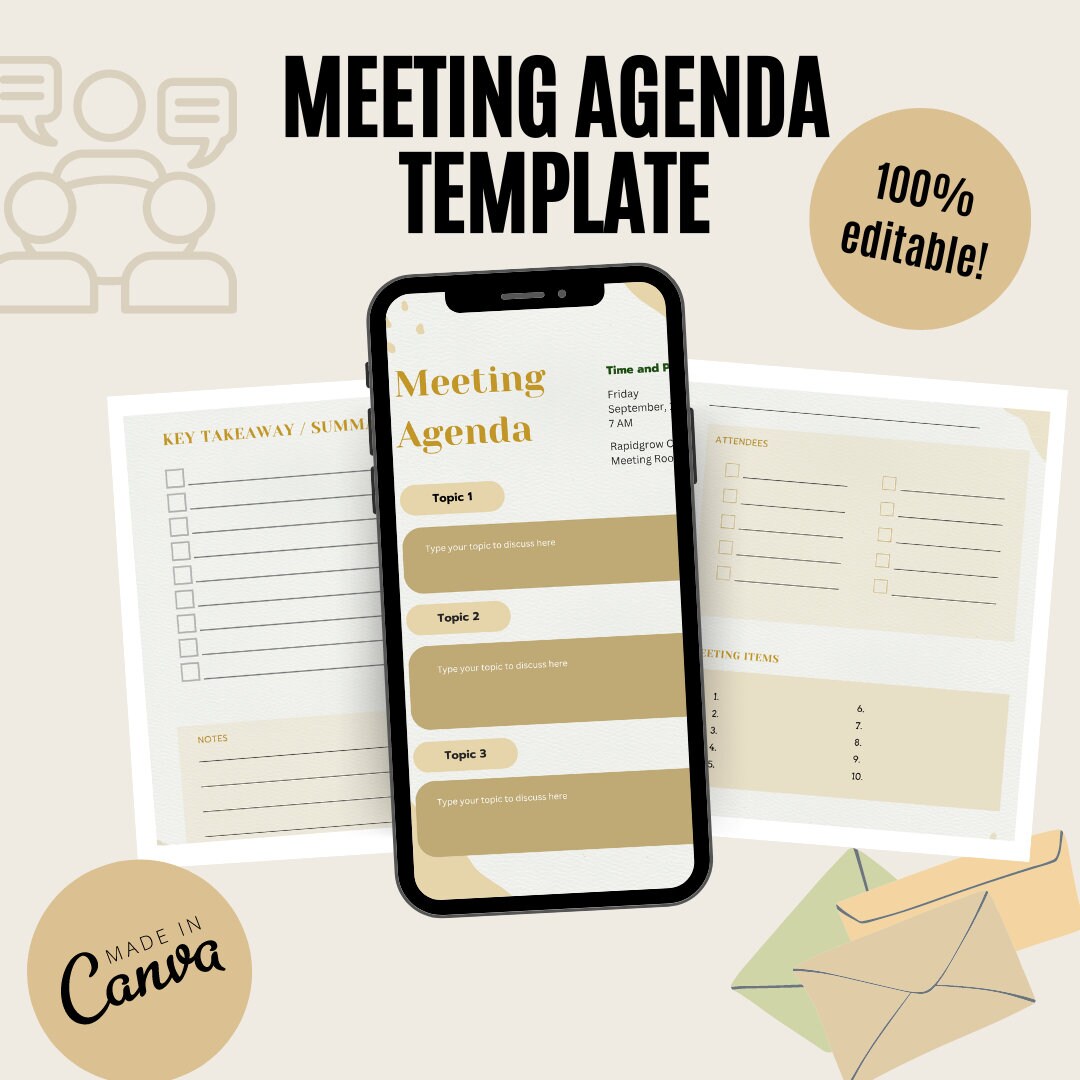 Minimalistic, Pastel, Simple Meeting Agenda Template, Minute Meeting ...