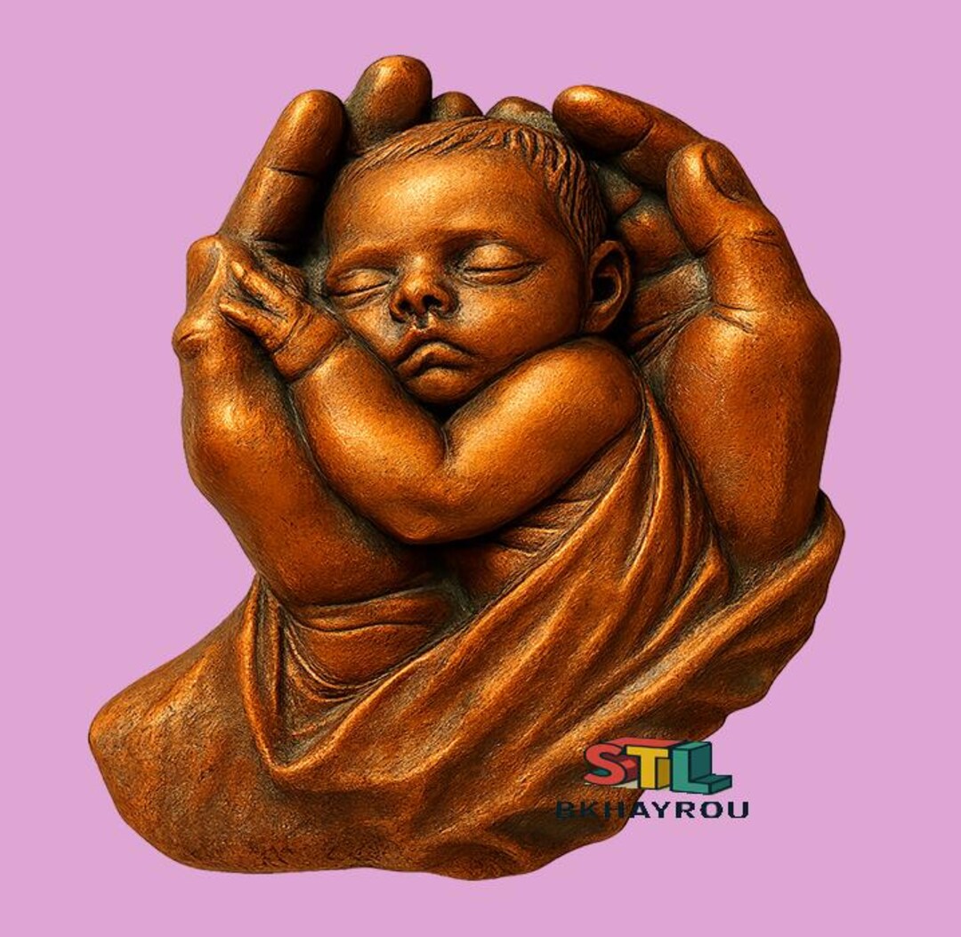 Baby in Hands 3D Model STL File: CNC, Laser, Wood Carving (digital ...