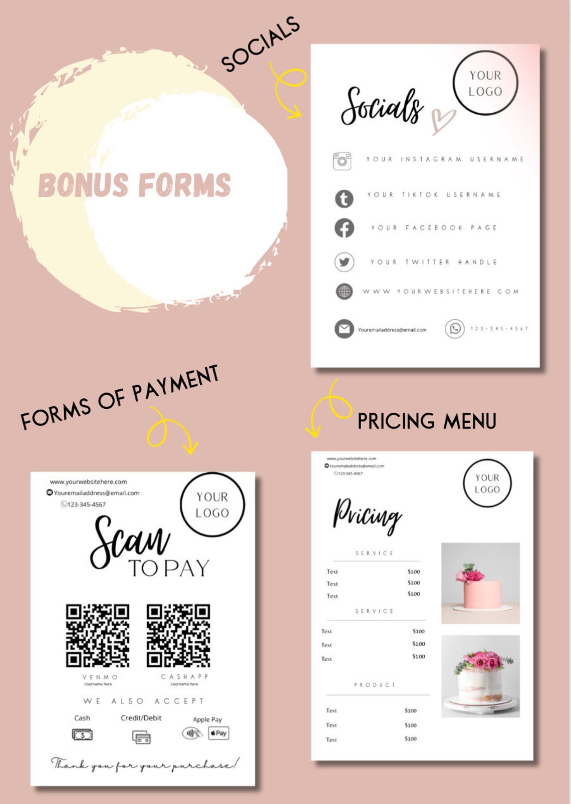 Invoice Template Scan to Pay Price List Order Form Order Form Template ...