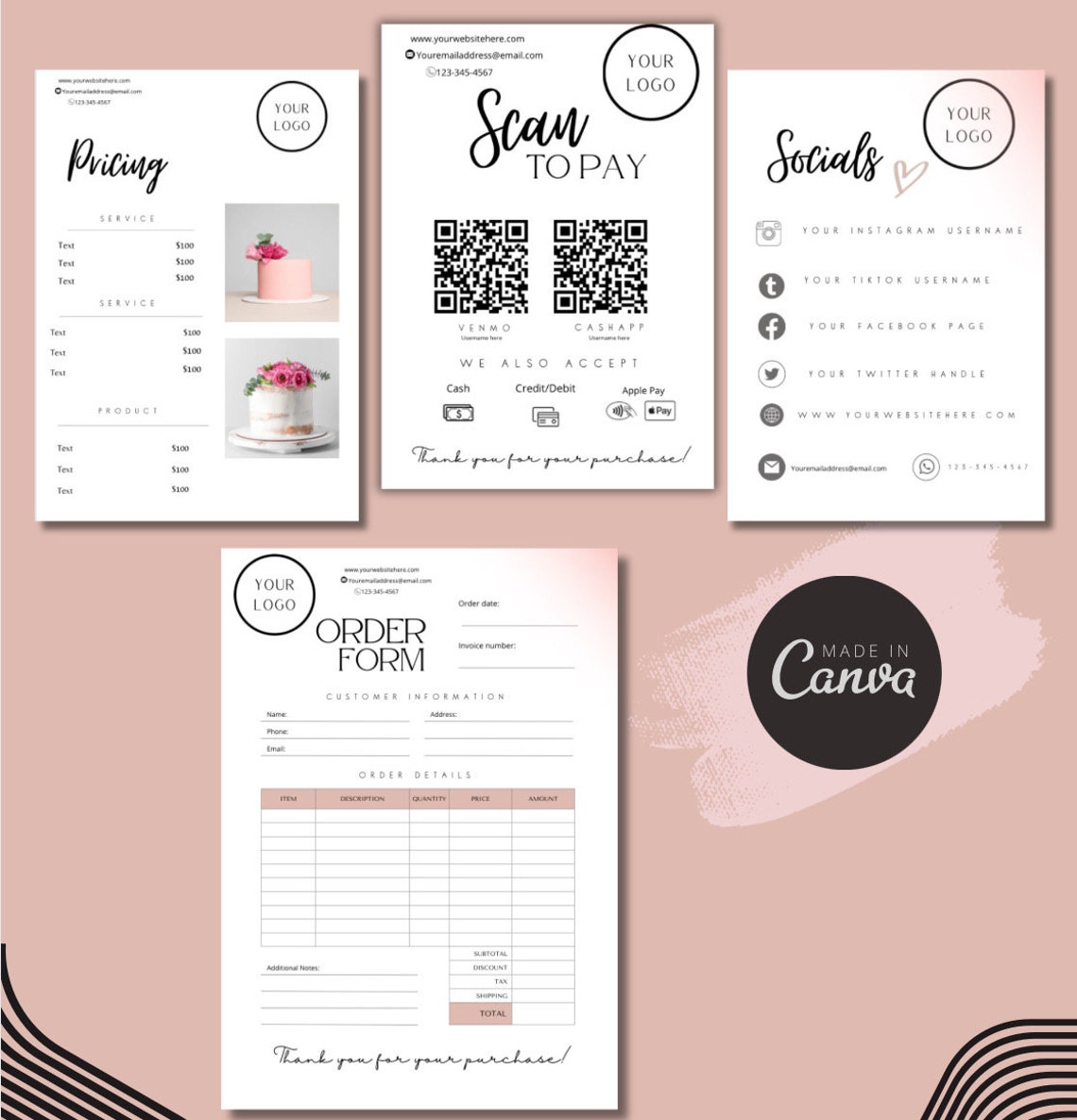 Invoice Template Scan to Pay Price List Order Form Order Form Template ...