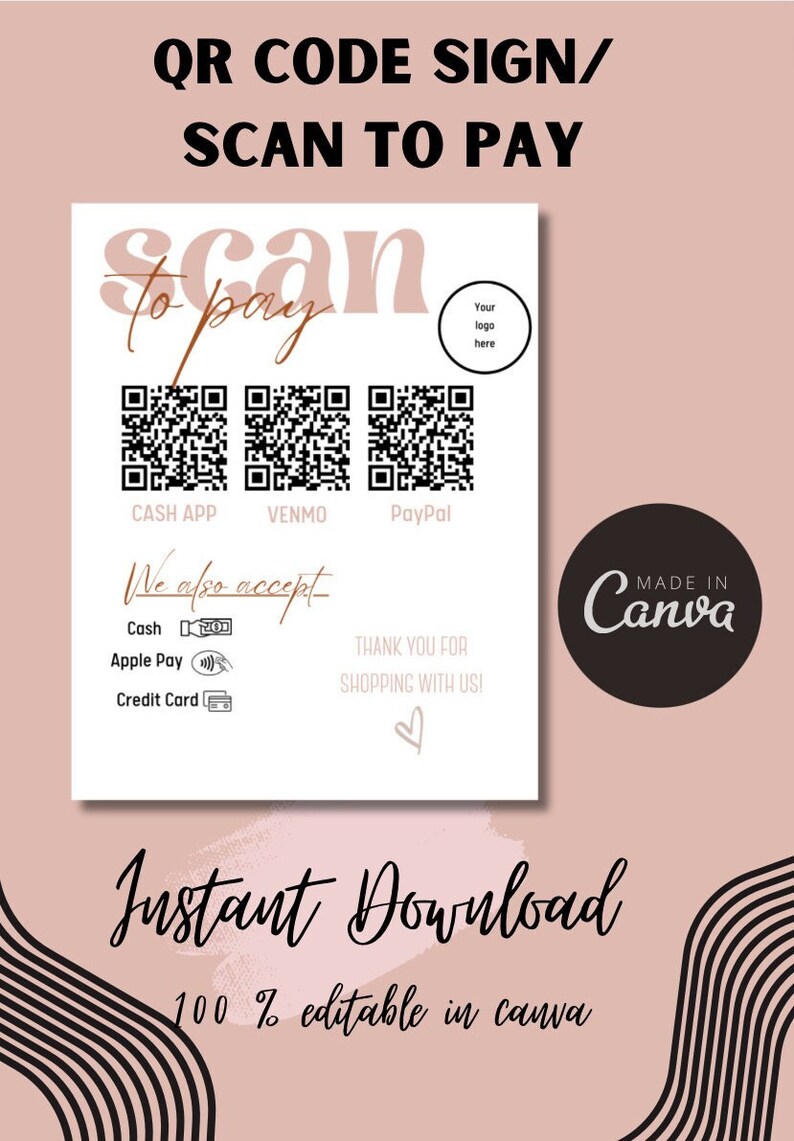QR Code Sign, QR Code Signs, Scan to Pay, Scan to Pay Template, Scan to ...