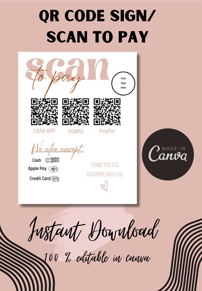 QR Code Sign, QR Code Signs, Scan to Pay, Scan to Pay Template, Scan to ...