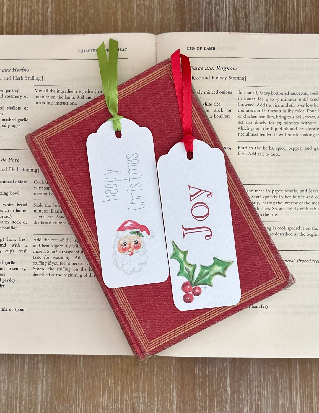 Holiday Bookmarks - Santa & Holly 2 Designs (1 of Each) - Etsy