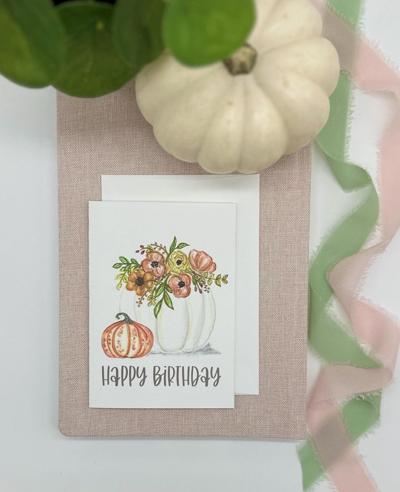 Fall Pumpkin Happy Birthday Greeting Cards With Envelopes - Set of 2, 4 ...