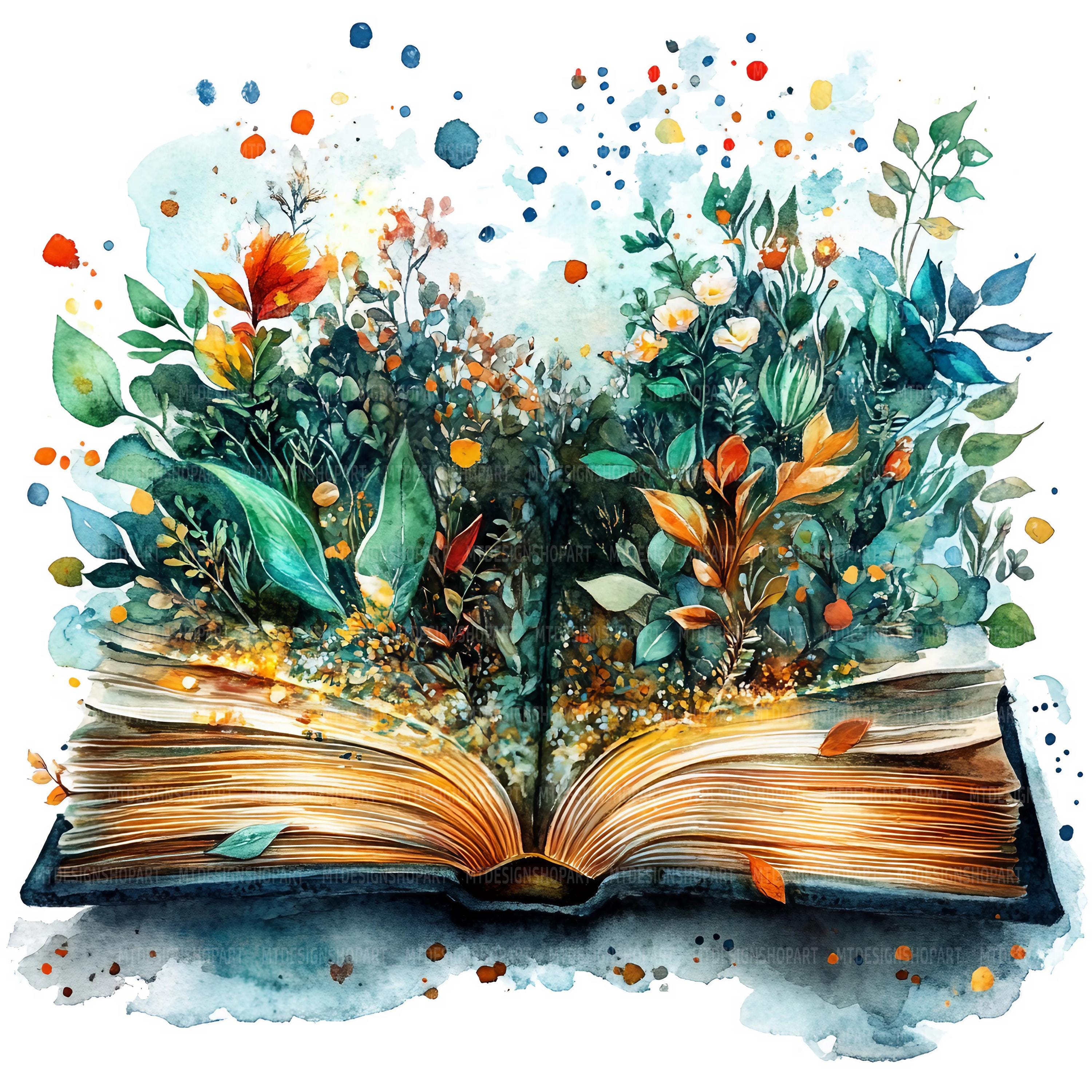 19 Magic Book Clipart, Open Magic Book, Printable Watercolor Clipart ...