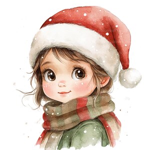 16 Santa Girl Clipart, Christmas Girl Clipart, Printable Watercolor ...