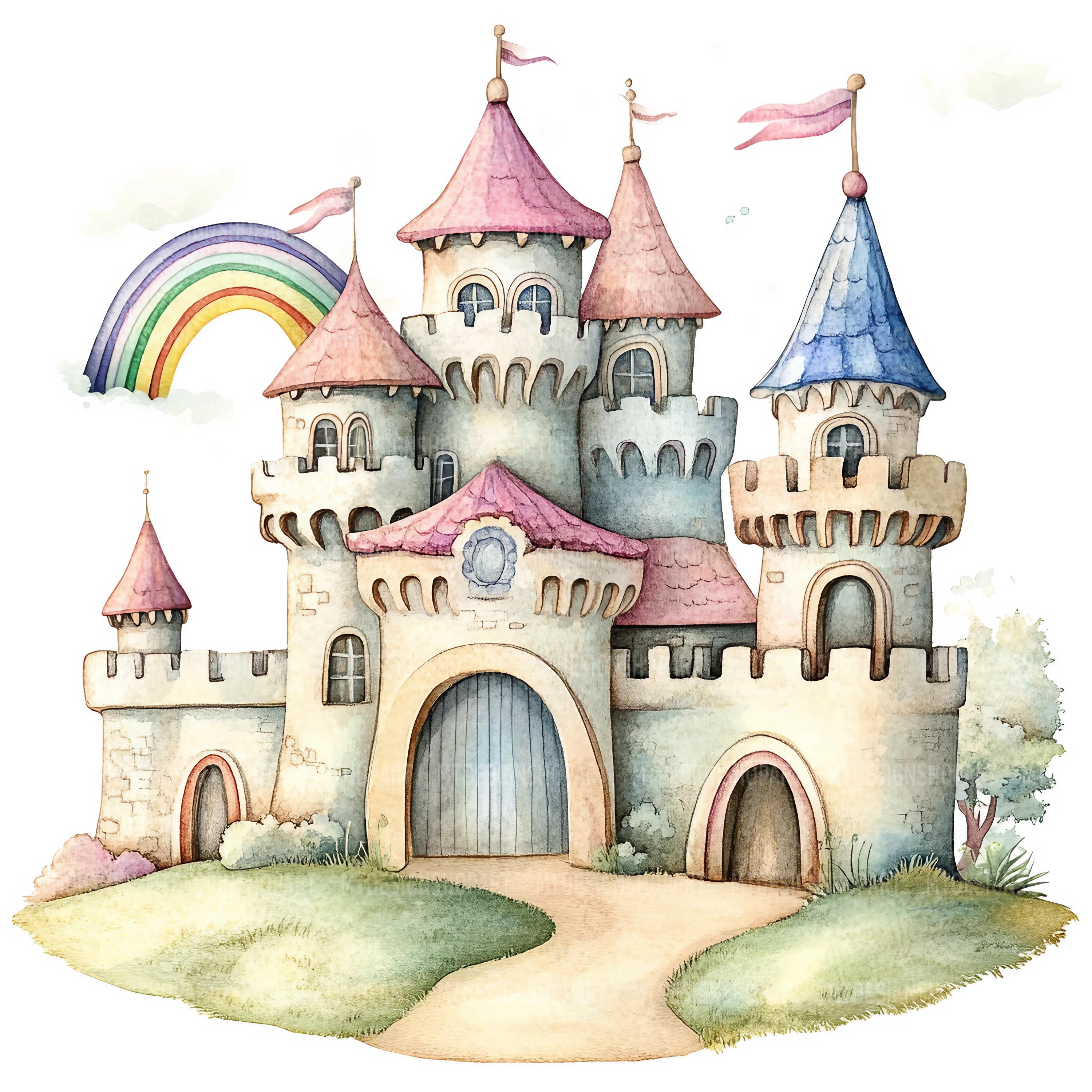 18 JPG Rainbow Princess Castle Bundle Clipart, Digital Download Cute ...