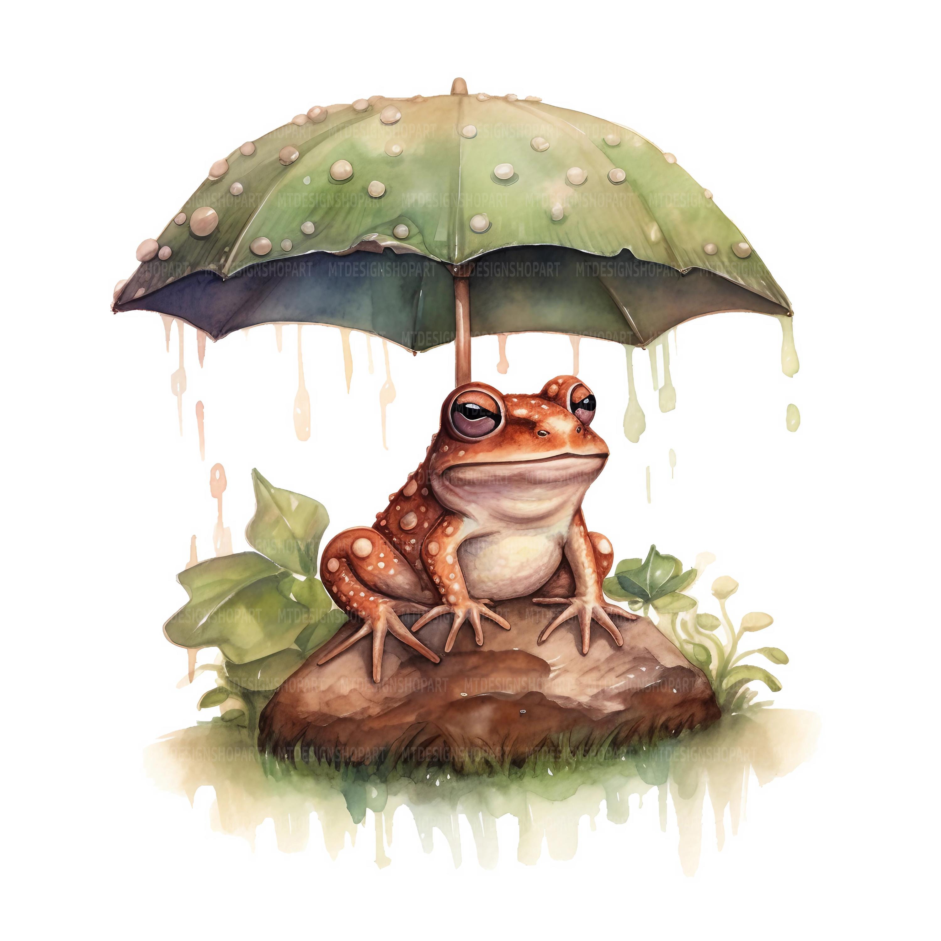 16 Frog With Umbrella Clipart, Frog and Mushroom Cliprt, Printable ...