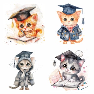 15 Cat Graduation Clipart, Cat Wearing a Graduation Cap and Coat ...