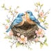 16 Spring Bird Nest Clipart, Blue Bird Clipart, Printable Watercolor ...