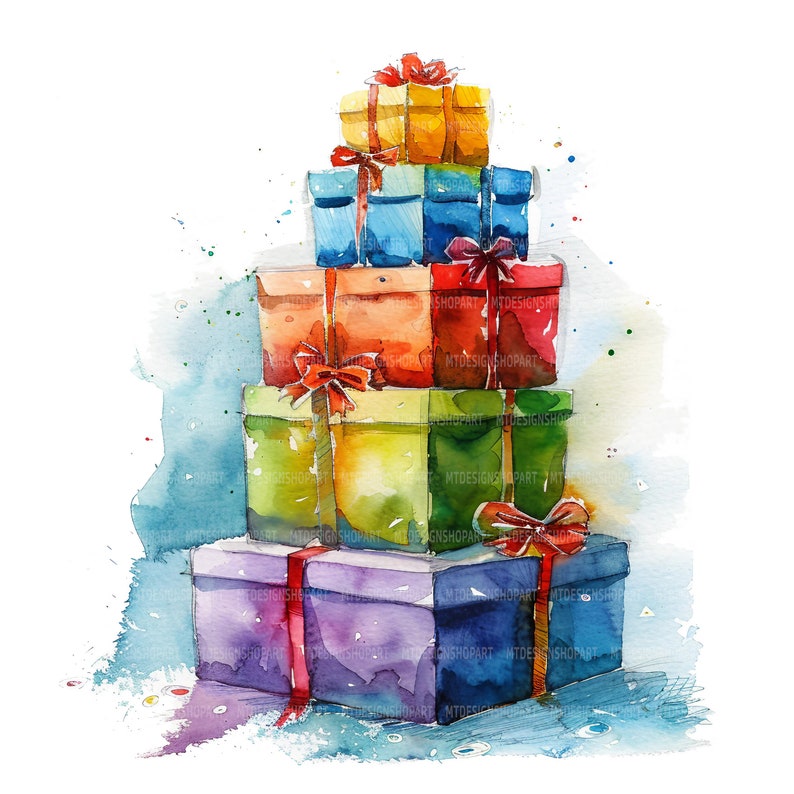 15 Colorful Gift Boxes Clipart, Rainbow Box, Gift Wrapped, Printable ...