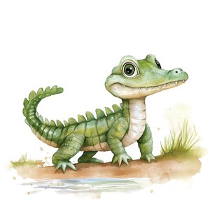 16 Baby Alligator Clipart , Baby Crocodile, Printable Watercolor ...