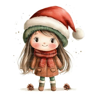 16 Santa Girl Clipart, Christmas Girl Clipart, Printable Watercolor ...