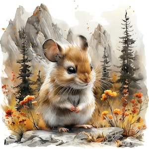 10 Mouse Clipart, Mouse Landscape, Printable Watercolor Clipart, Paper ...