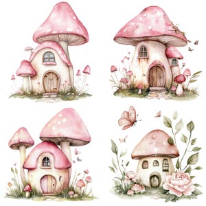 19 Fairy House Clipart, Toadstool Fairy House, Printable Watercolor ...