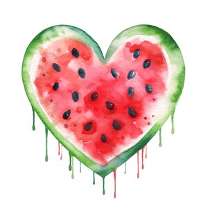 16 Watermelon Heart Clipart , Watermelon Clipart, Printable Watercolor ...