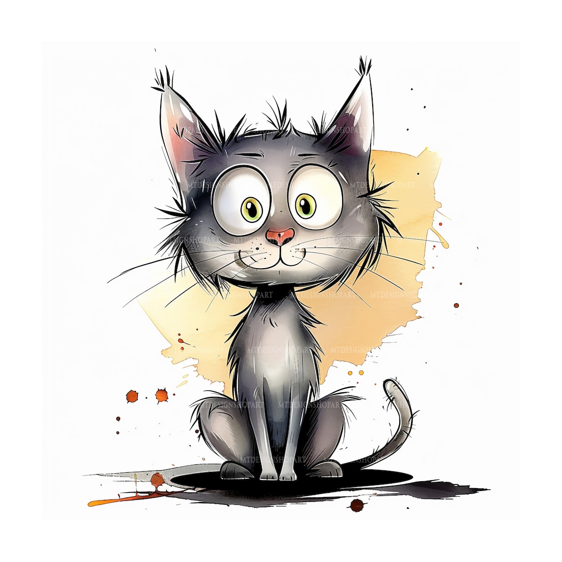 20 of Crazy Cats Clip Art 20 Jpgs - Digital Print, Watercolour Cat ...