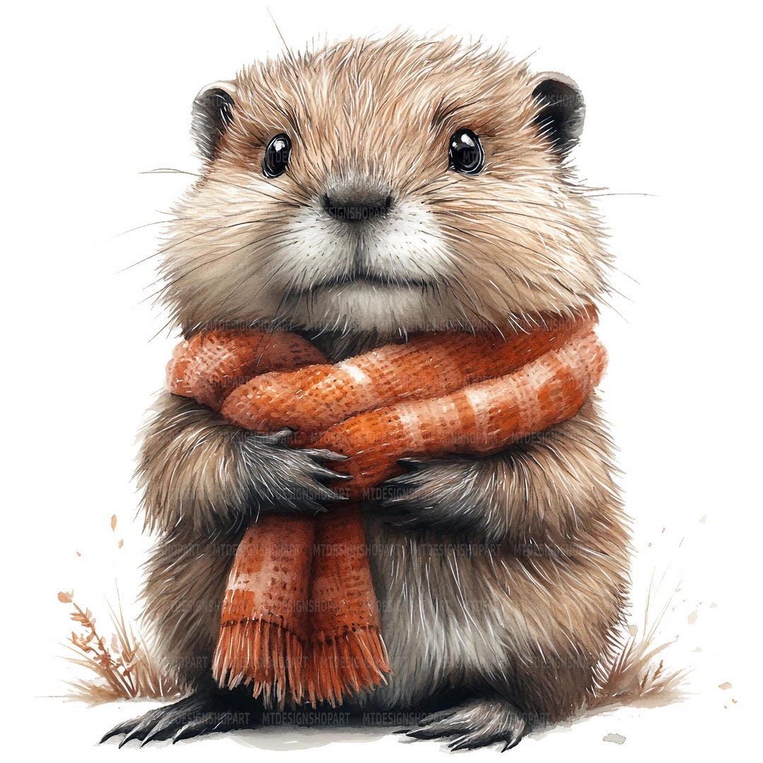 14 Beaver Clipart, Cute Christmas Beaver, Printable Watercolor Clipart ...