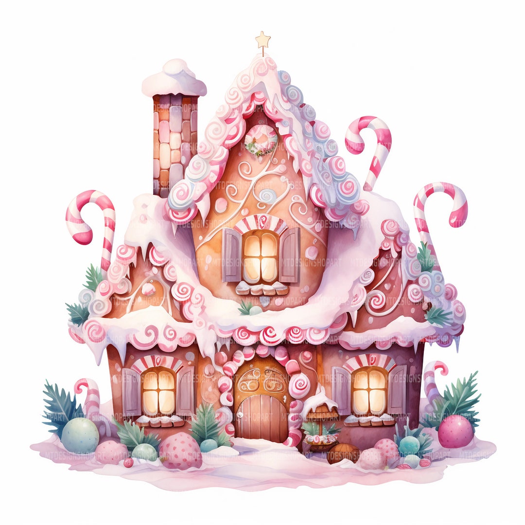 19 Watercolor Gingerbread House Clipart Set 3/3, Gingerbread House ...