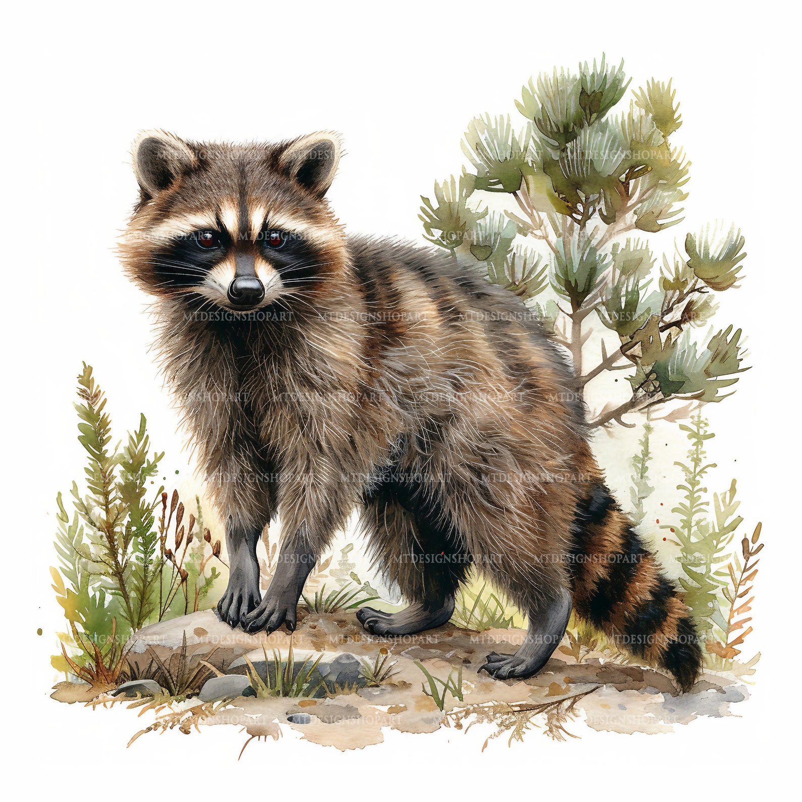15 Racoon Clipart, Printable Watercolor Clipart, Watercolor Raccoon is ...