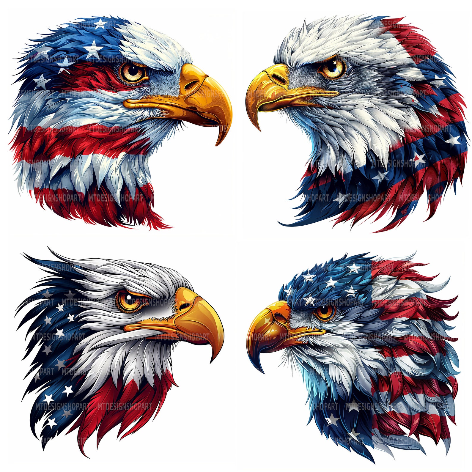 13 American Bald Eagle, USA Flag, United States, Patriotic Eagle, Paper ...