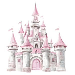 16 Watercolor Princess Heart Castle Clipart, JPG, Junk Journal Art ...