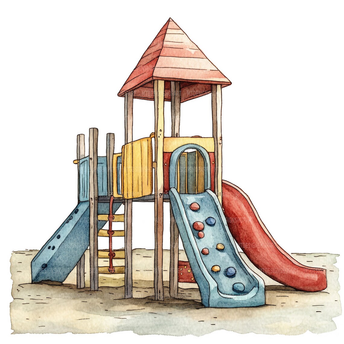 20 Playgrounds Clipart, Kids Playground, Printable Watercolor Clipart ...