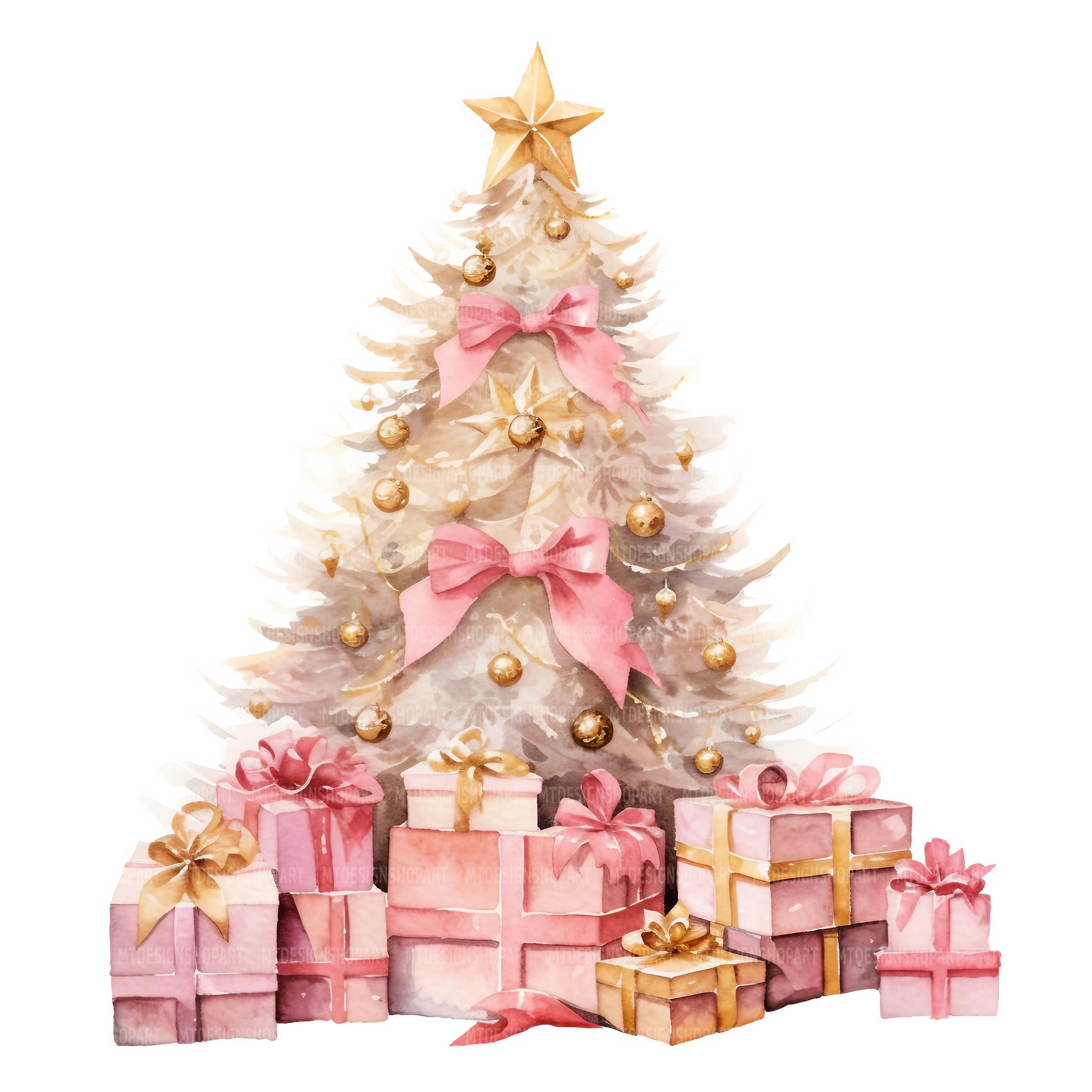 19 Pink Christmas Tree Clipart, Christmas Gift Tree, Printable ...