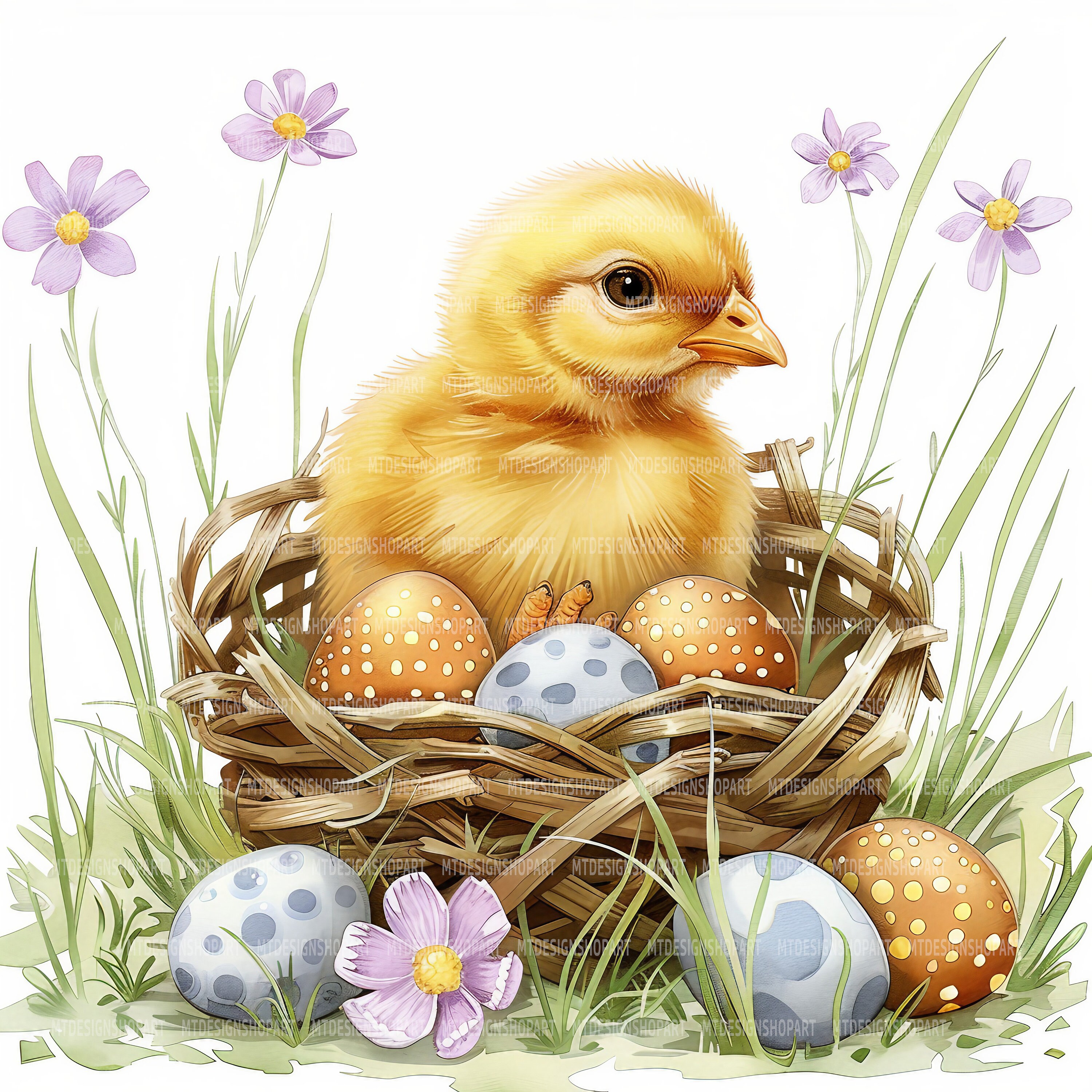 13 Chick and Eggs Clipart, Chicks, Printable Watercolor Clipart, High ...