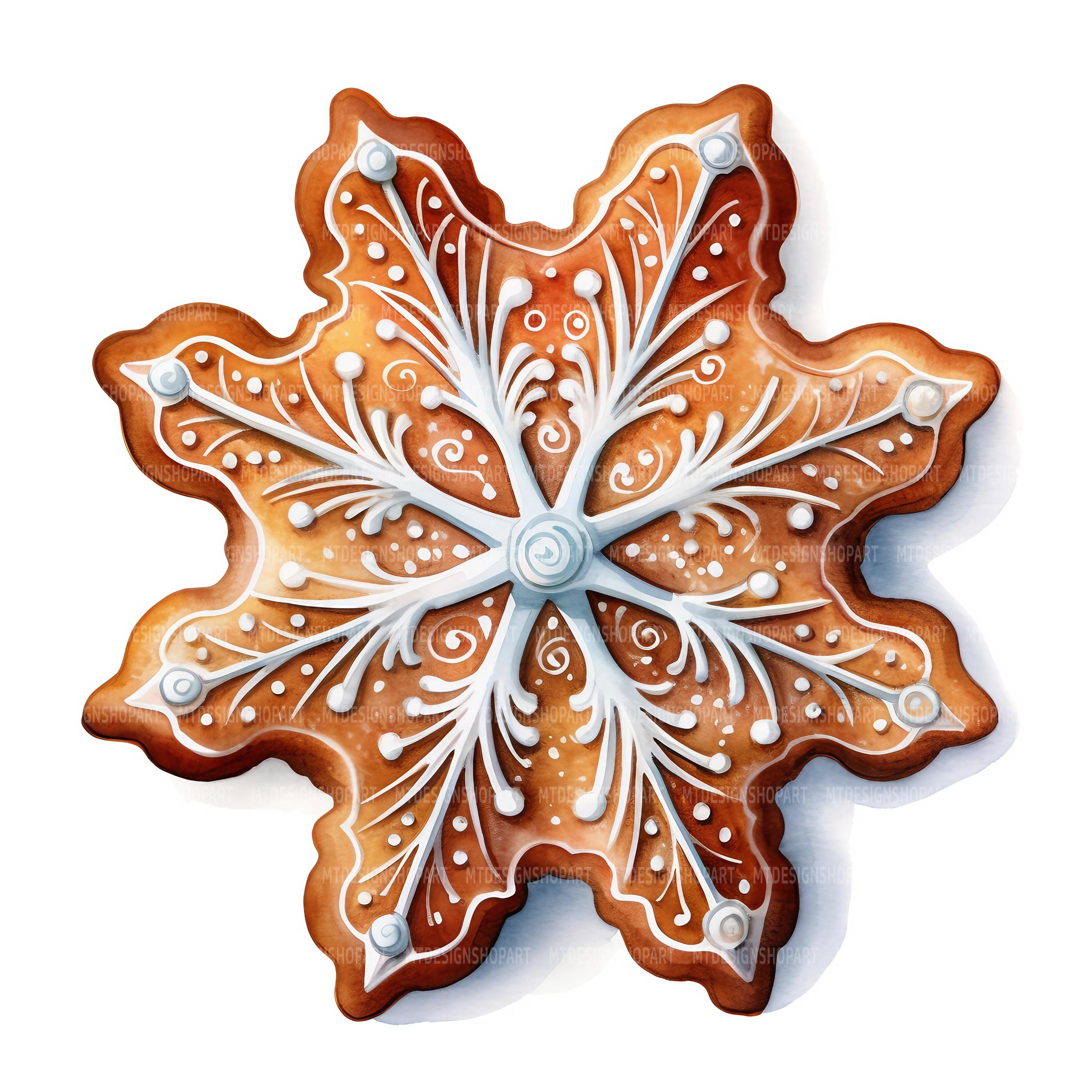 19 Christmas Gingerbread Snowflake Clipart, Festive Season, Printable ...