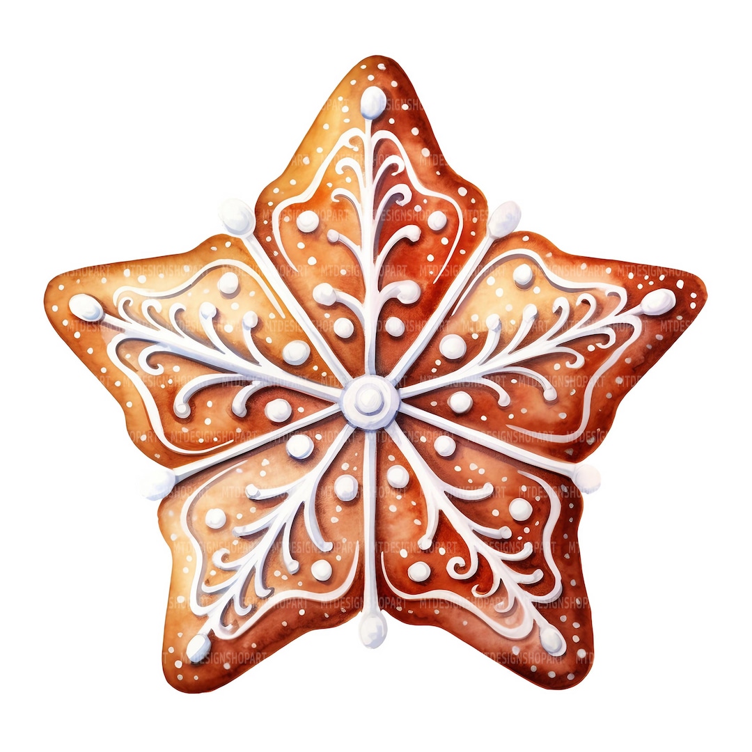 16 Christmas Gingerbread Star Clipart, Festive Season, Printable ...
