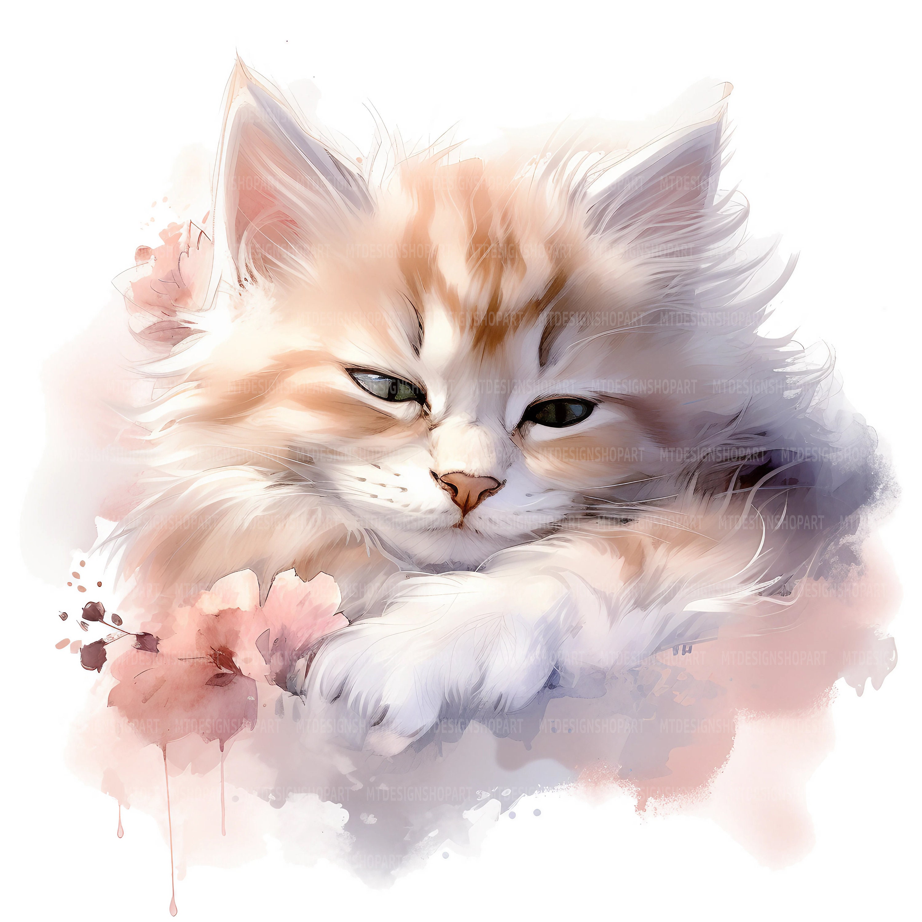 13 Sleeping Kitten Cat Clipart, Sleeping Baby Cats, Printable ...