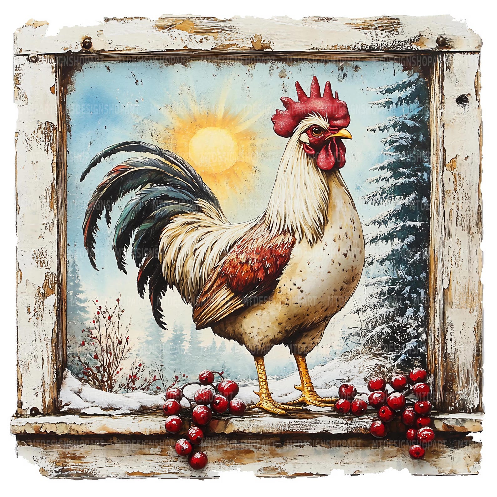 16 Rooster Window Clipart, Sunrise Rooster Clipart, , Printable ...