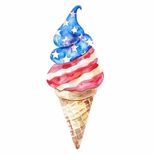 11 Patriotic Ice Cream Clipart, Usa Flag Clipart, Ice Cream, Printable ...