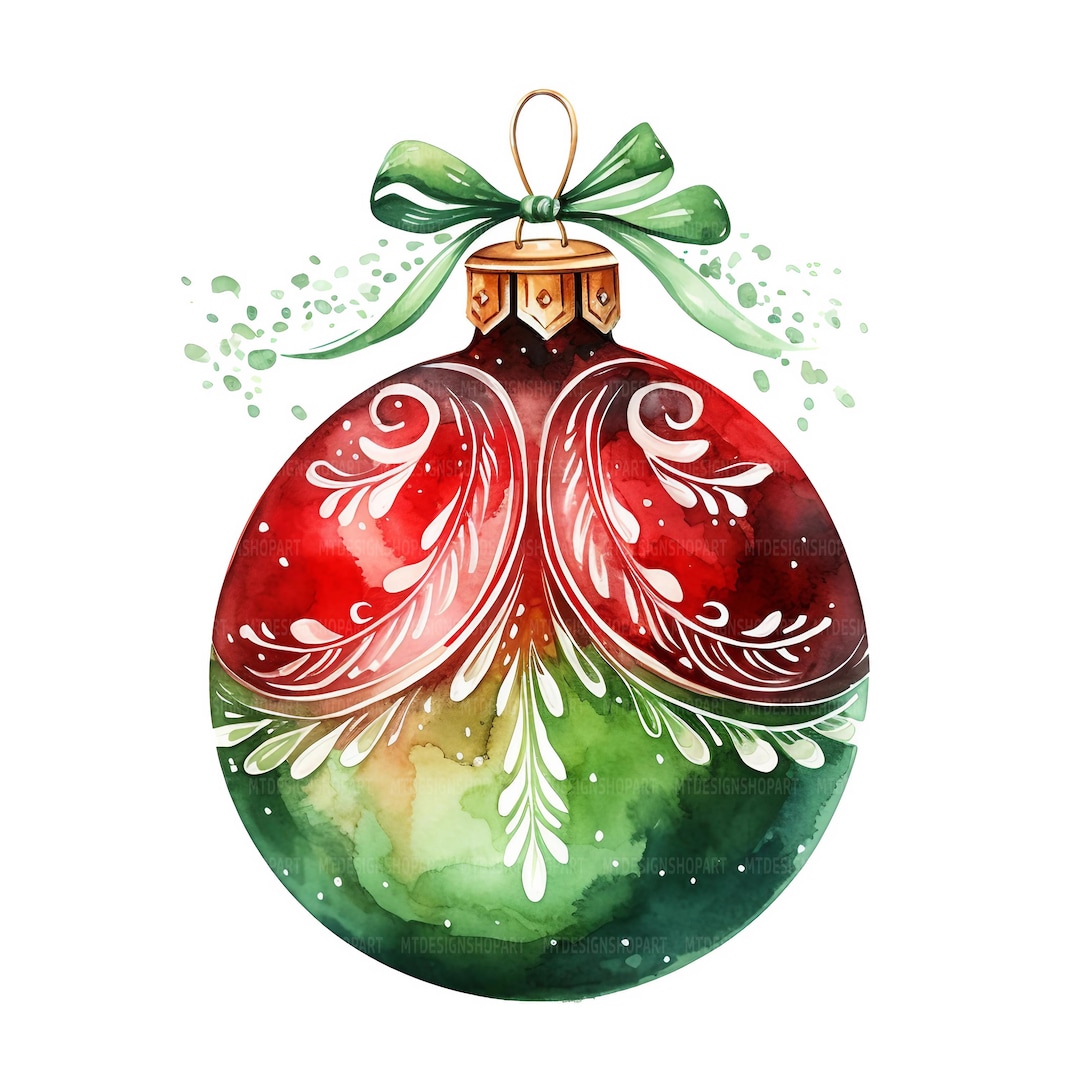 22 Christmas Bauble Clipart, Red and Green Bauble, Bauble, Printable ...