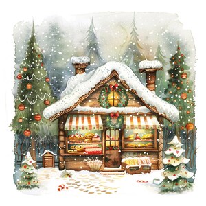 19 Christmas Bakery Clipart, Christmas Clipart, Printable Watercolor ...