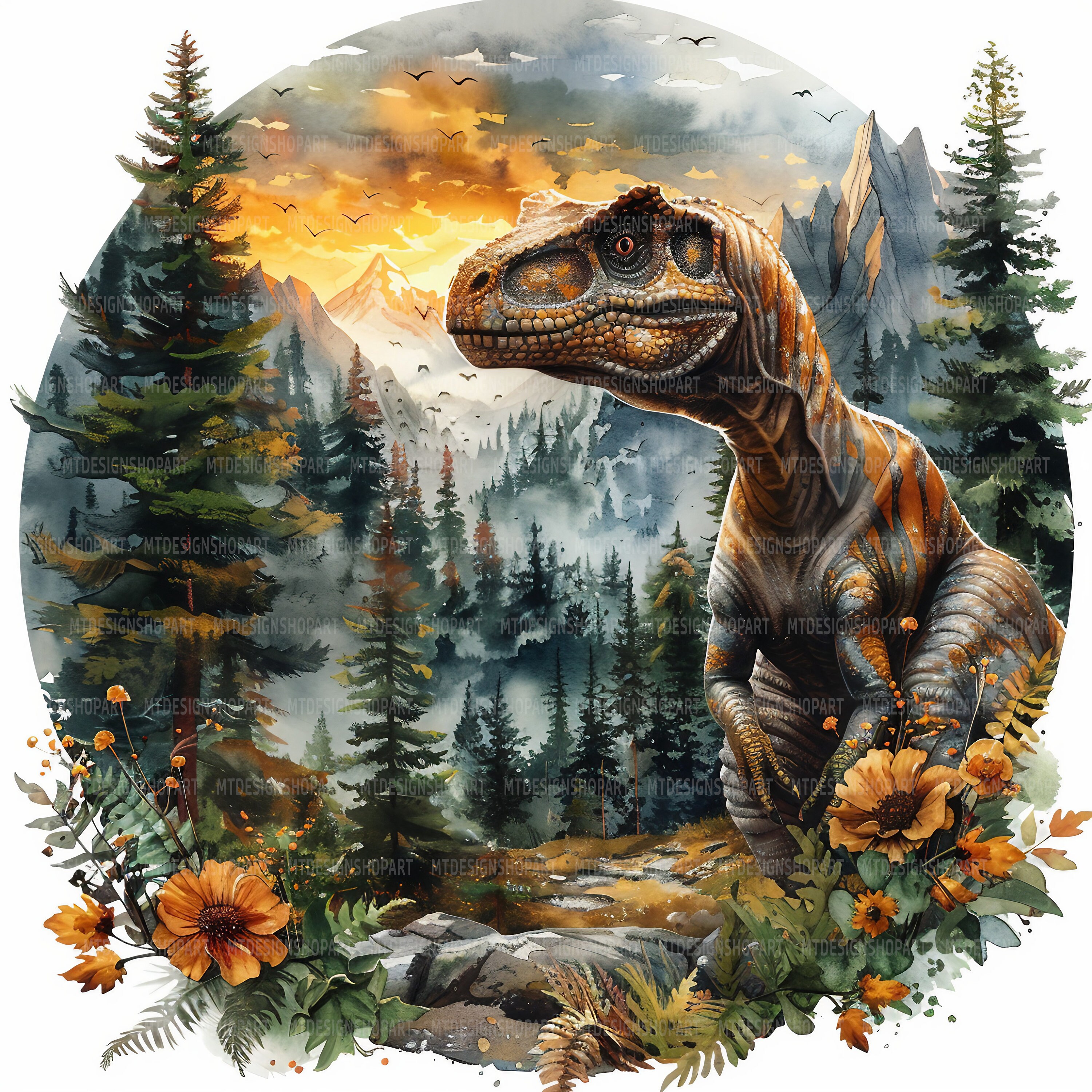 12 T Rex Clipart, Dinosaur Clipart , Printable Watercolor Clipart, High ...