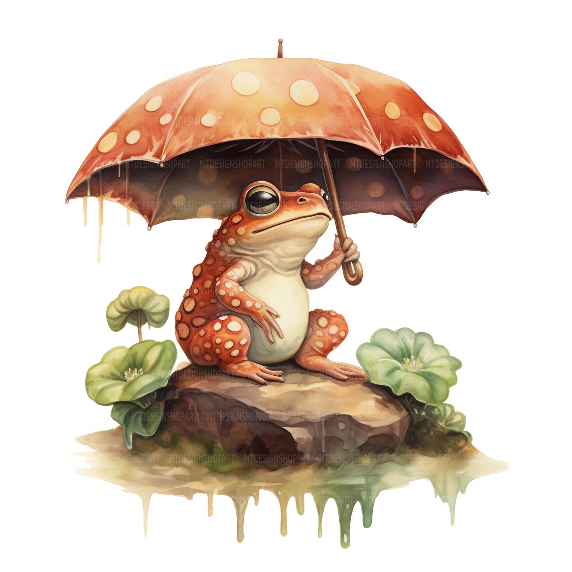16 Frog With Umbrella Clipart, Frog and Mushroom Cliprt, Printable ...