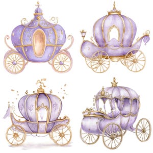 19 Fairytale Carriage Clipart, Purple Princess Carriage Art, Printable ...