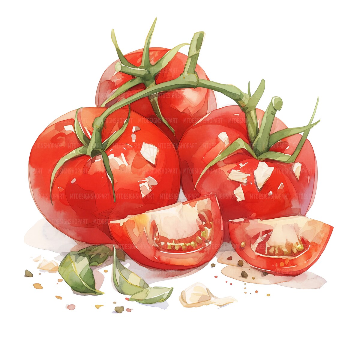 18 Tomatoes Clipart, Cute Tomato Clipart, Printable Watercolor Clipart ...