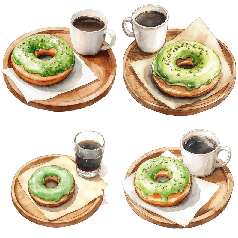 Donut & Coffee Watercolor Clipart: Junk Journal Paper Craft (digital ...