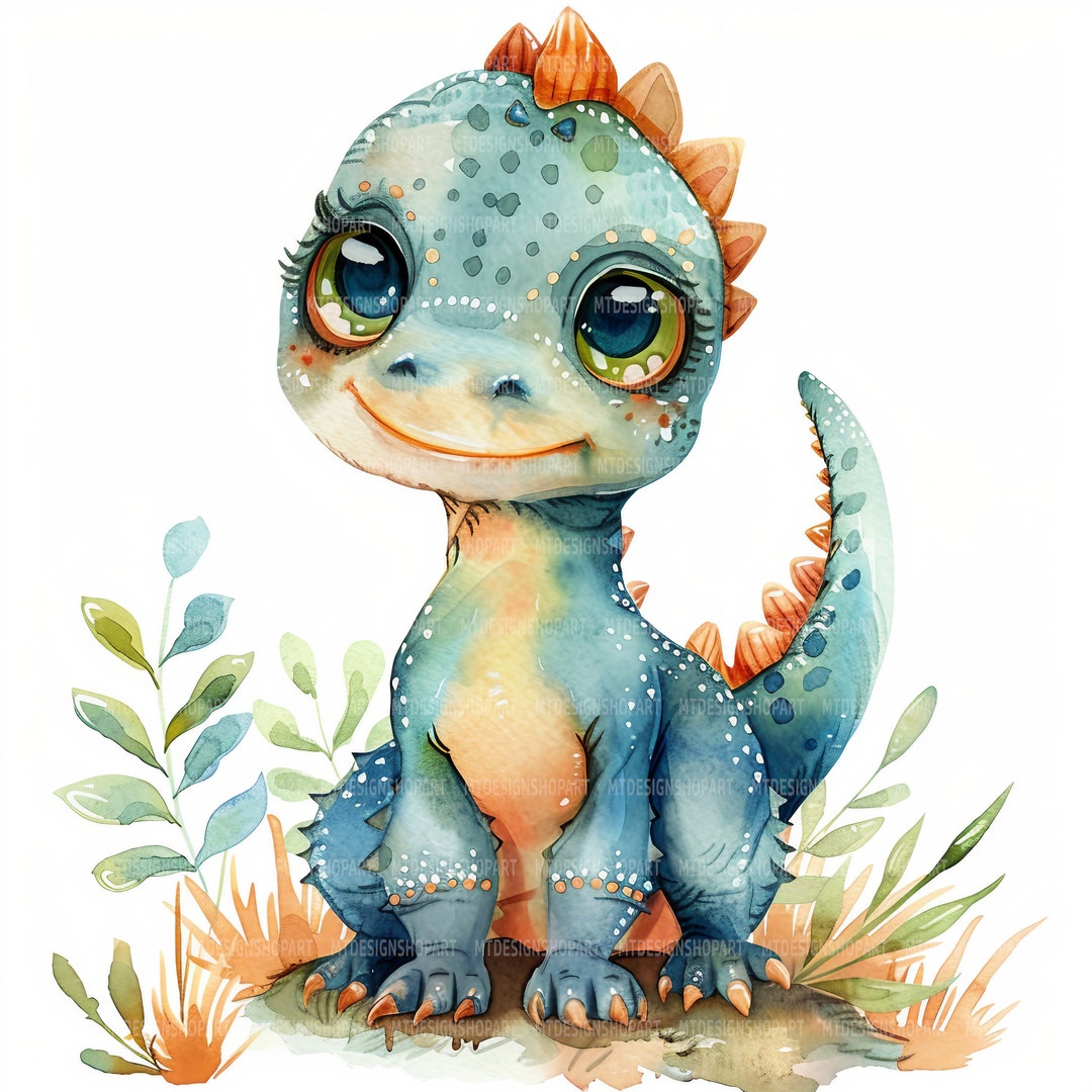 18 Baby Dinosaur Clipart, Baby Dinosaur, Printable Watercolor Clipart ...