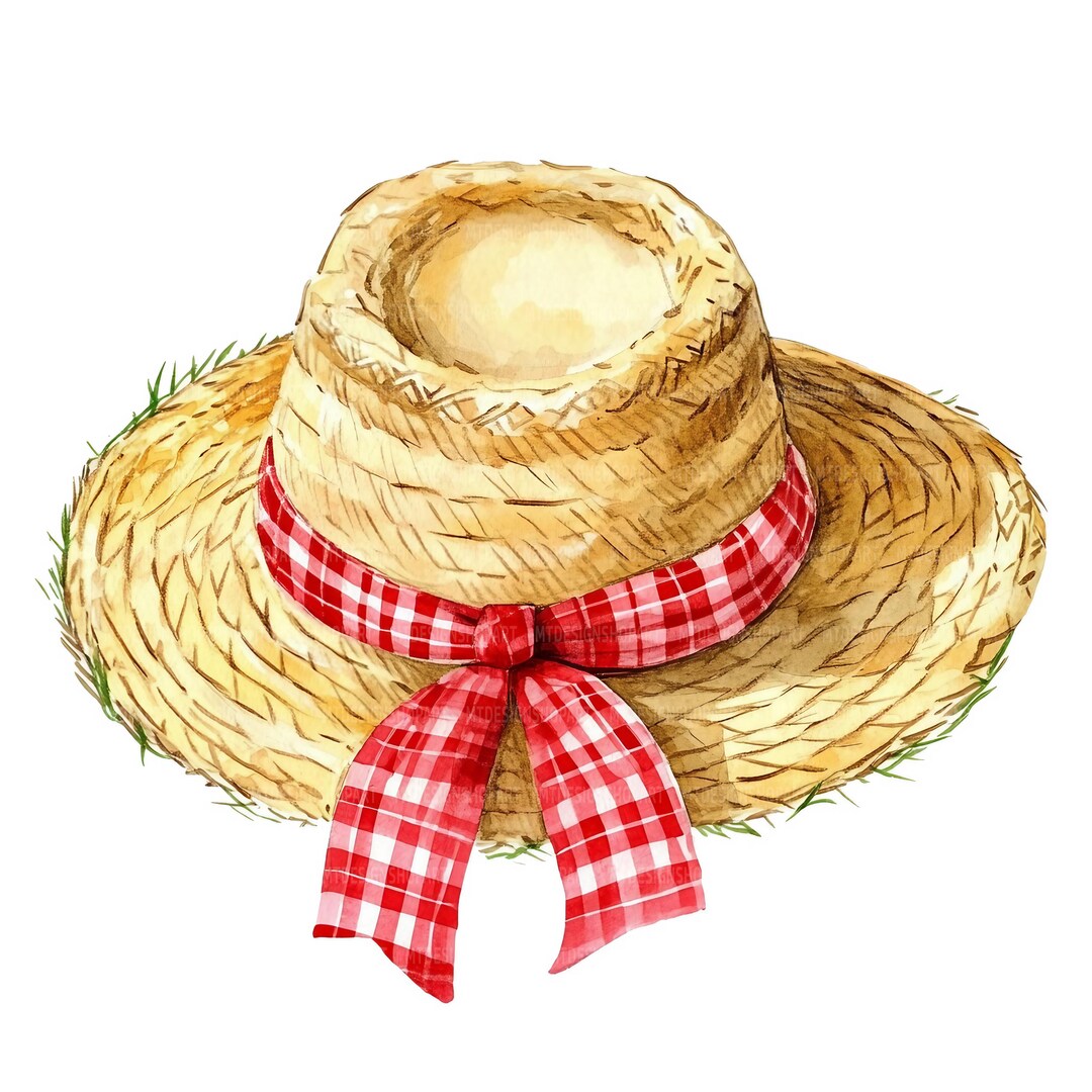 19 Straw Hat Clipart, Summer Hat Clipart, Printable Watercolor Clipart ...