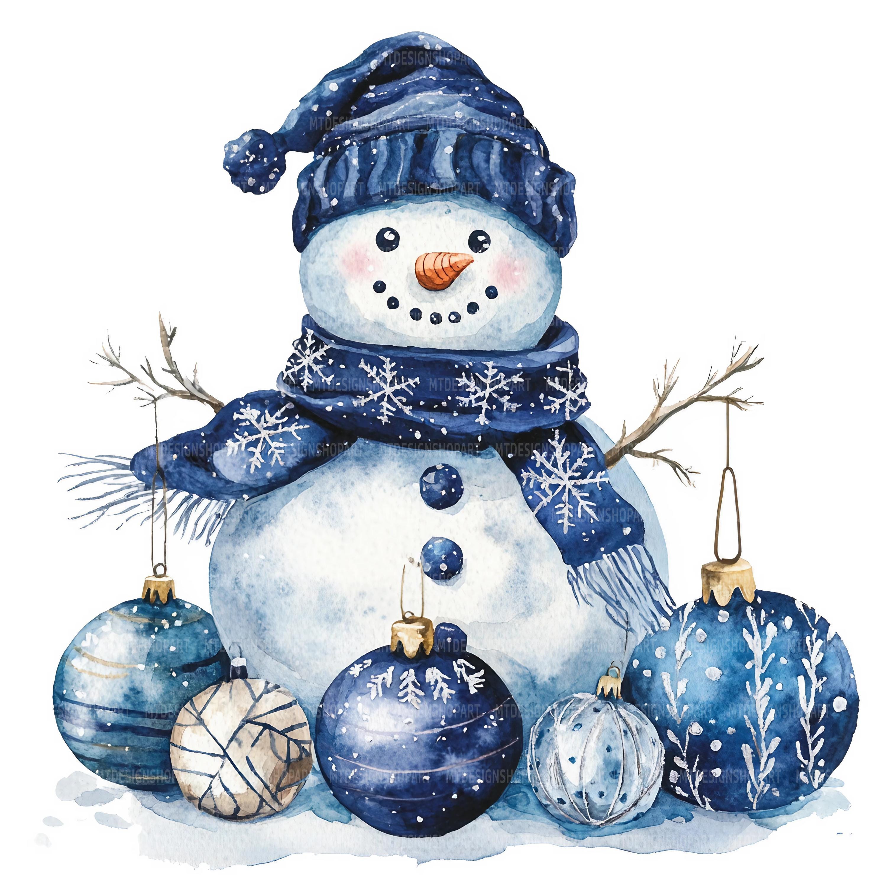 19 Snowman Clipart, Christmas Snowmen, Blue Snowmen, Printable ...