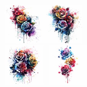 18 Ink Flowers Clipart, Ink Flowers Print, Printable Watercolor Clipart ...
